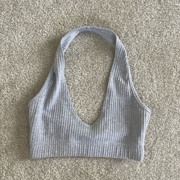 Tops | Haltered Grey Crop Top | Poshmark